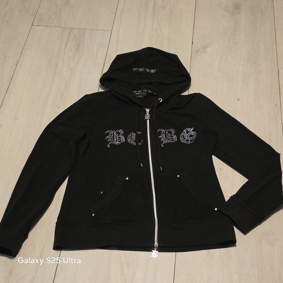 BCBG | Jackets & Coats | W1 Bcbg Black Bomber Jacket With Silver ...